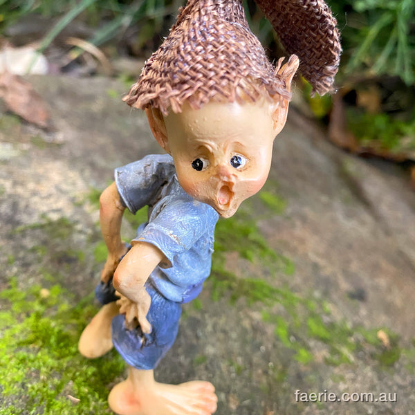 Little Pixie Guy just noticing he has a Rip in his Pants – Faerie Store
